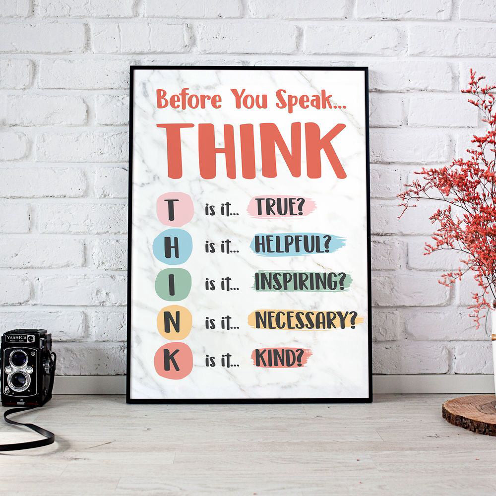 Think Before You Speak Poster Canvas Print Wall Art Classroom Poster C ...
