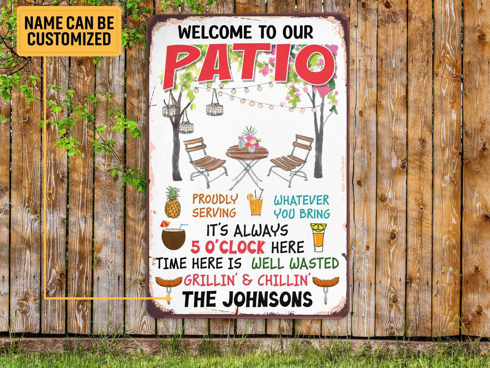 Personalized Welcome To Our Patio Sign, Patio Metal Art Sign, Patio Pl ...